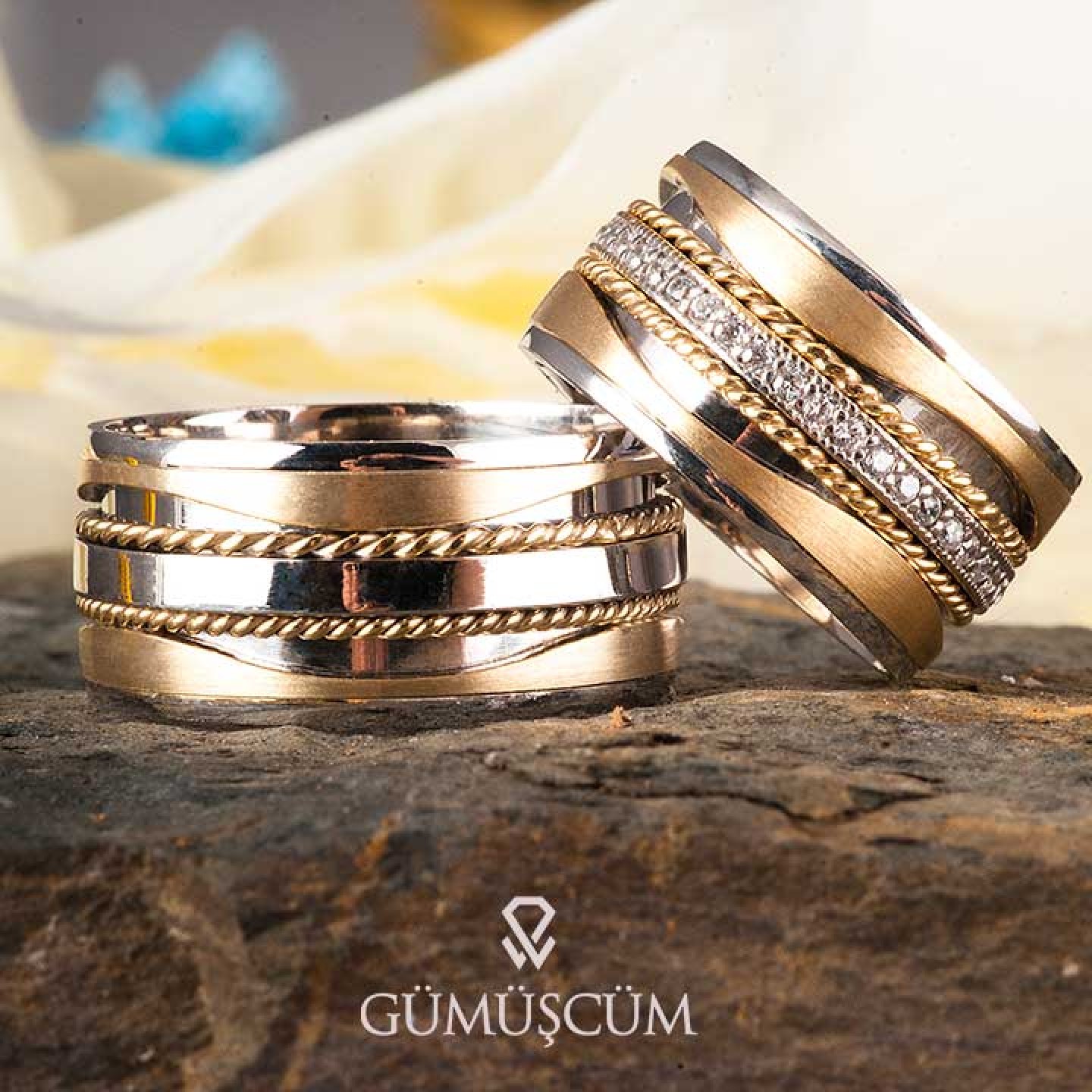 Seaside Gümüş Alyans Modeli Altın Kaplama Bay Alyans